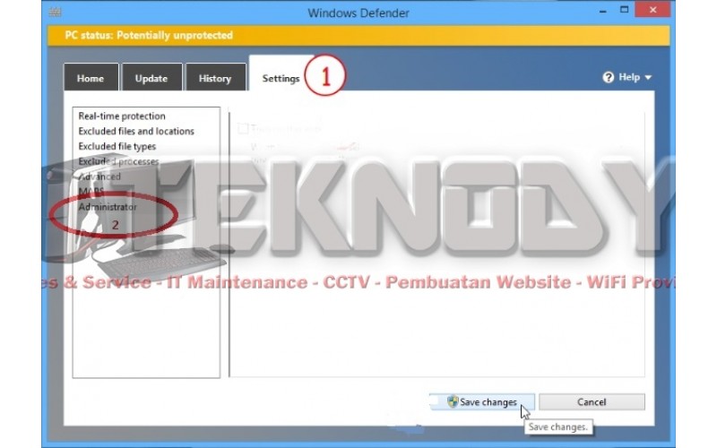 Menonaktifkan Windows Defender